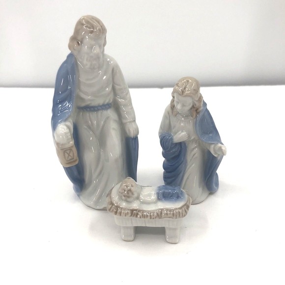 Transworld Gifts | Holiday | Vtg Bens Porcelain Nativity Figurines Blue ...